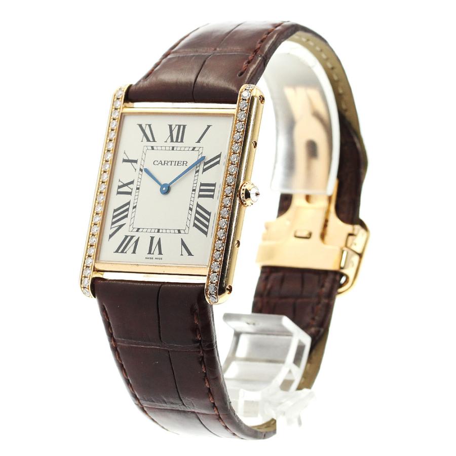 Cartier カルティエ CARTIER WT200005 タンクルイXL K18PG サイドダイヤベゼル 手巻き メンズ 保証書付き ...