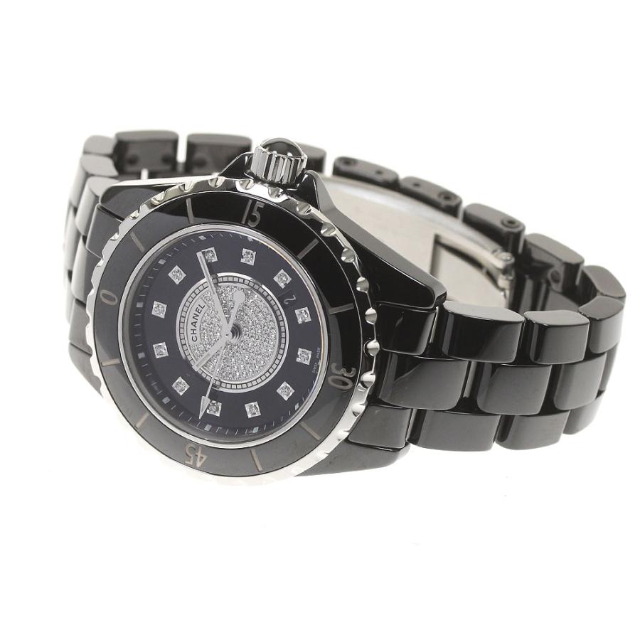 シャネル CHANEL H2122 J12 黒セラミック 12P センターダイヤ クォーツ レディース 良品 _825687 : 825687 ...