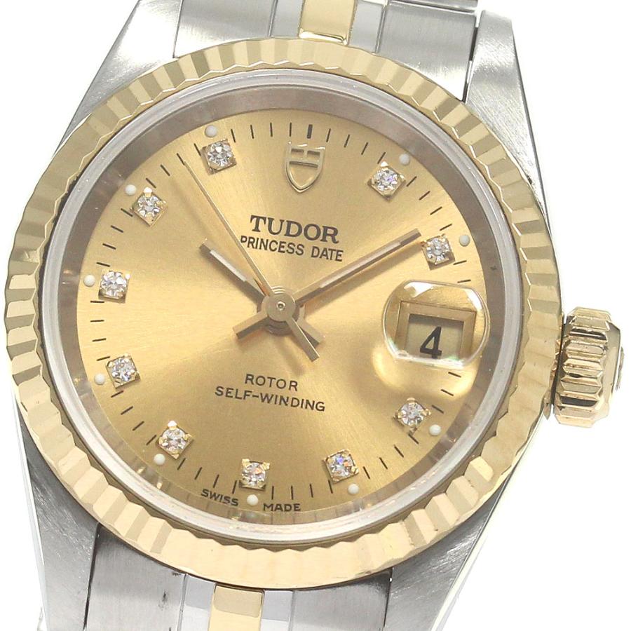 TUDOR チュードル 92413 プリンセス デイト YGコンビ 10Pダイヤ 自動巻き レディース 保証書付き_825976 ...