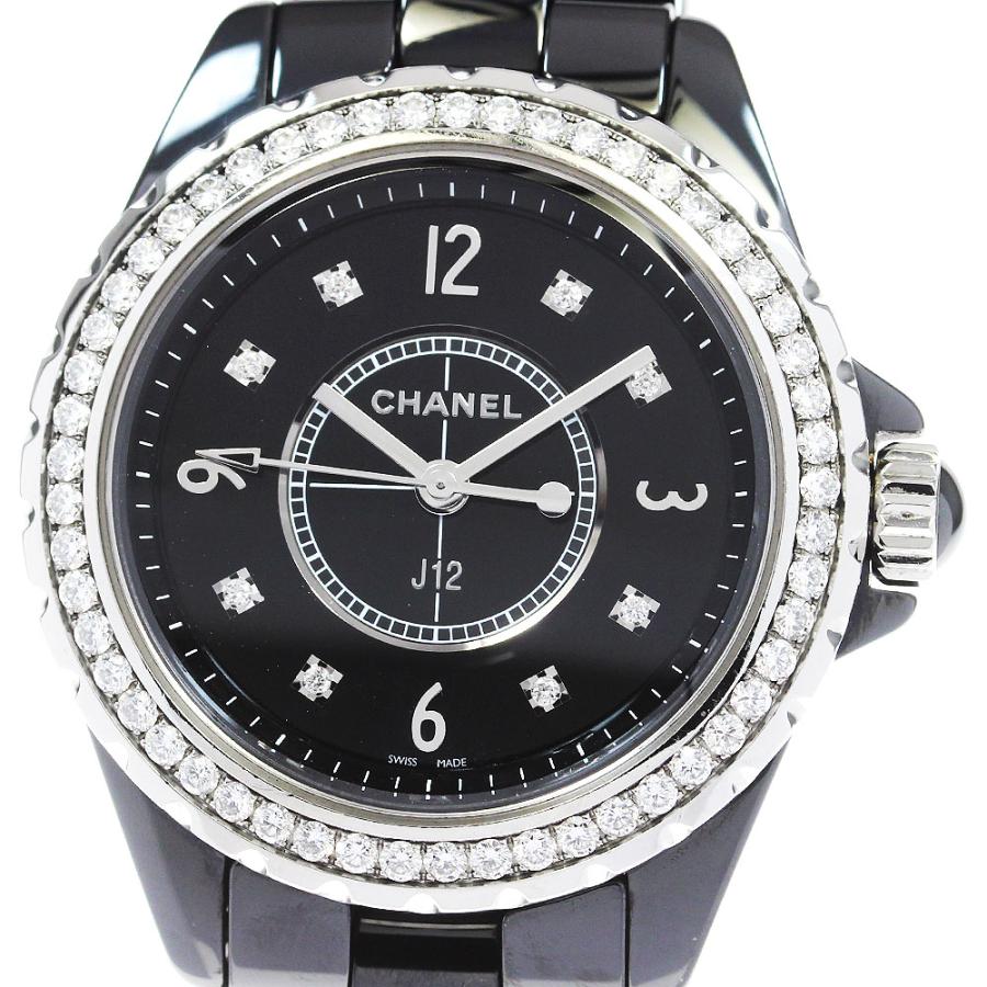 CHANEL（シャネル） CHANEL H3108 J12 黒セラミック ダイヤベゼル 8P クォーツ レディース 良品 _830777 ...