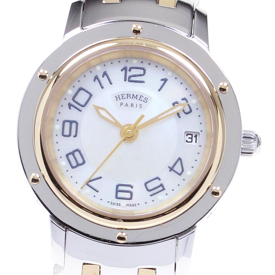 HERMES エルメス CP1.220 クリッパー ナクレ デイト クォーツ レディース 良品 _831250 : CLOSER Yahoo ...