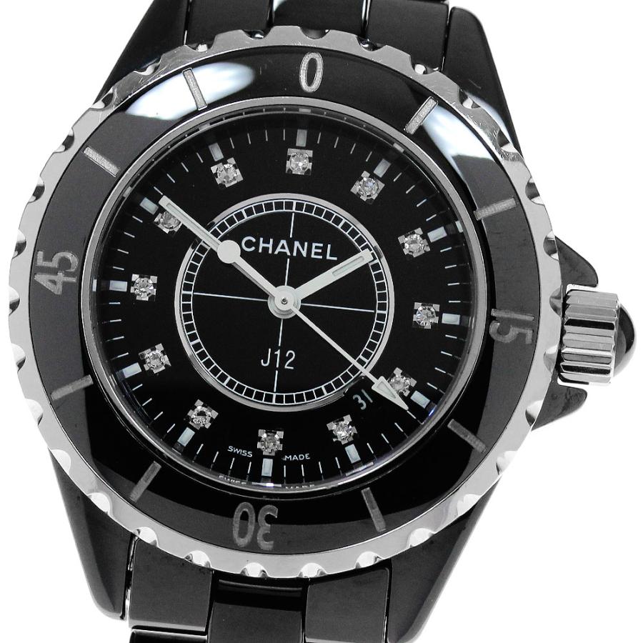 シャネル CHANEL H1625 J12 黒セラミック 33mm 12Pダイヤ クォーツ レディース 箱・保証書付き_842771 : ...