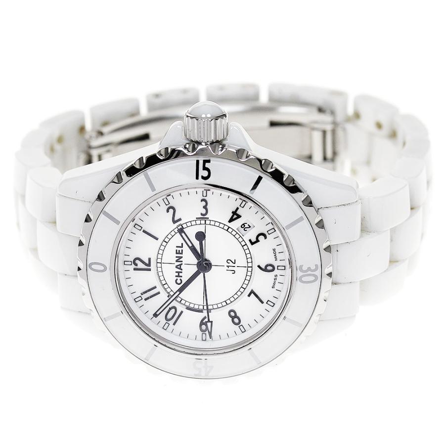 CHANEL シャネル H0968 J12 33mm 白セラミック デイト クォーツ レディース 箱・保証書付き_847456 ...