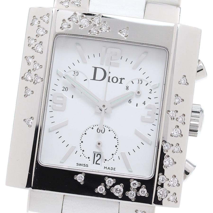 クリスチャンディオール Christian Dior D81-101 リヴァ クロノグラフ ダイヤモンド クォーツ レディース 良品 ...