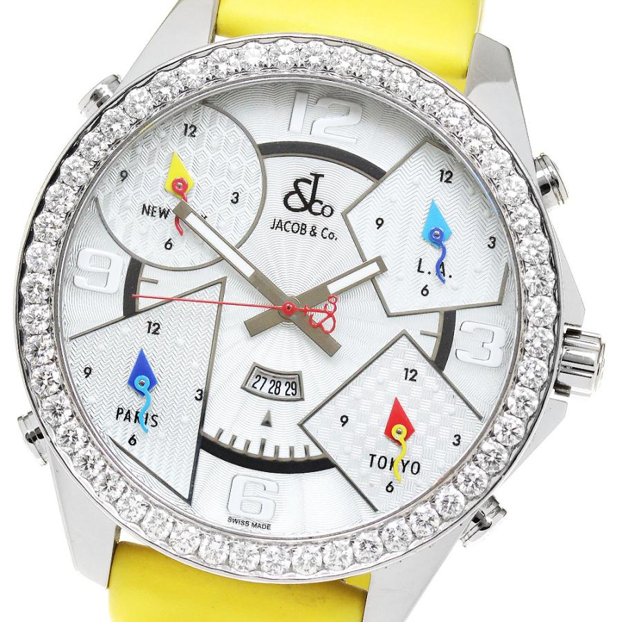 ジェイコブ JACOB&CO JC-3D ファイブタイムゾーン 47mm ダイヤベゼル クォーツ メンズ 保証書付き_866705 : ...
