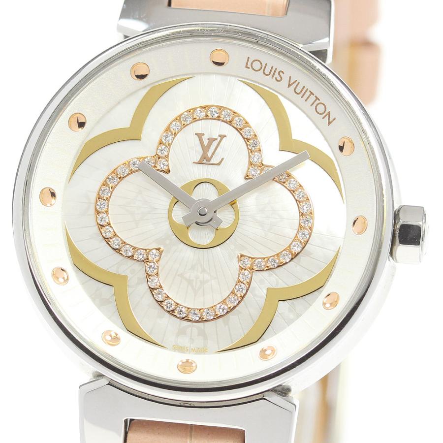LOUIS VUITTON ルイ・ヴィトン QA017 タンブール ムーンディヴァインPM ダイヤモンド クォーツ レディース 良品 箱・保証 ...