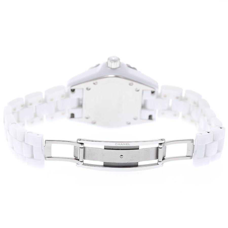 CHANEL シャネル H2010 J12 ピンクサファイアベゼル 白セラミック 12Pダイヤ クォーツ レディース _871493 ...