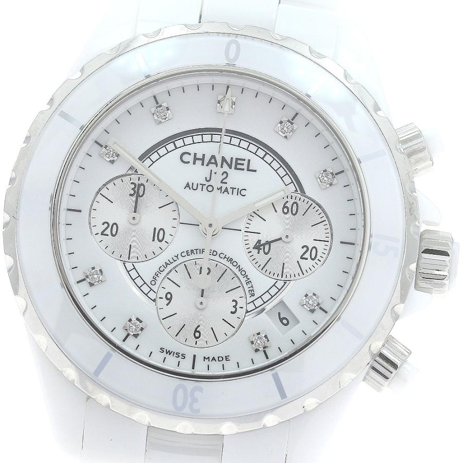 CHANEL（シャネル） CHANEL H2009 J12 白セラミック 9Pダイヤ クロノグラフ 自動巻き メンズ _877805 ...