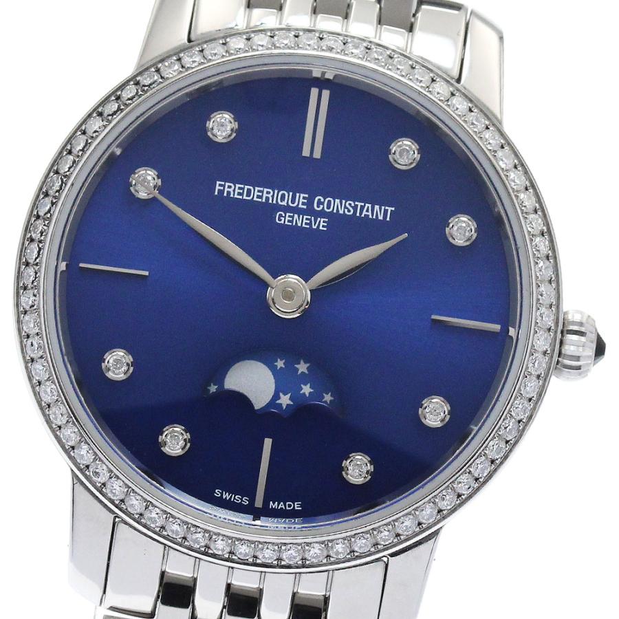 FREDERIQUE CONSTANT フレデリック・コンスタント FC-206X1SD5/6 スリムライン ダイヤベゼル ムーンフェイズ クォーツ レディース _879660 ...