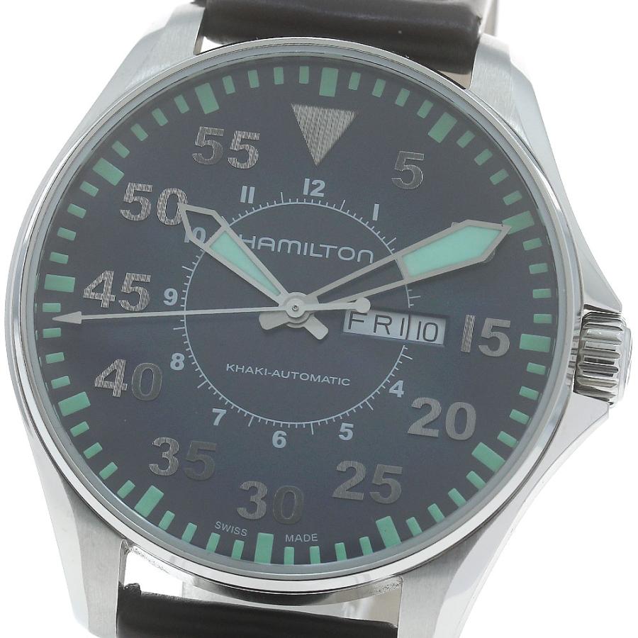 HAMILTON ハミルトン H647150/H64715545 カーキ パイロット デイデイト 自動巻き メンズ 良品 箱・保証書付き ...