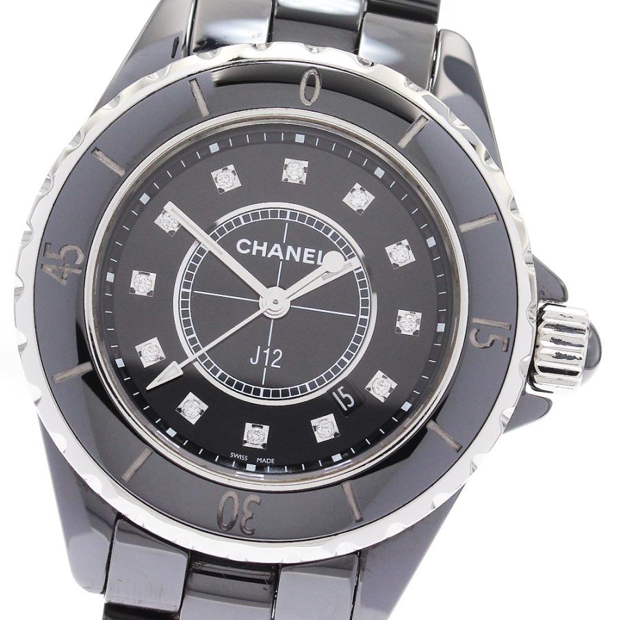 CHANEL（シャネル） CHANEL H1625 J12 黒セラミック 33mm 12Pダイヤ クォーツ レディース 良品 保証書付き ...