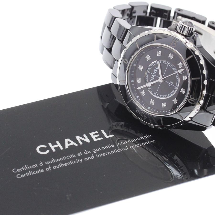 CHANEL（シャネル） CHANEL H1625 J12 黒セラミック 33mm 12Pダイヤ クォーツ レディース 良品 保証書付き ...