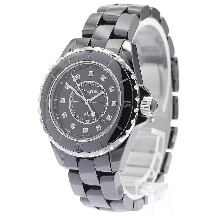 CHANEL（シャネル） CHANEL H1625 J12 黒セラミック 33mm 12Pダイヤ クォーツ レディース 良品 保証書付き ...