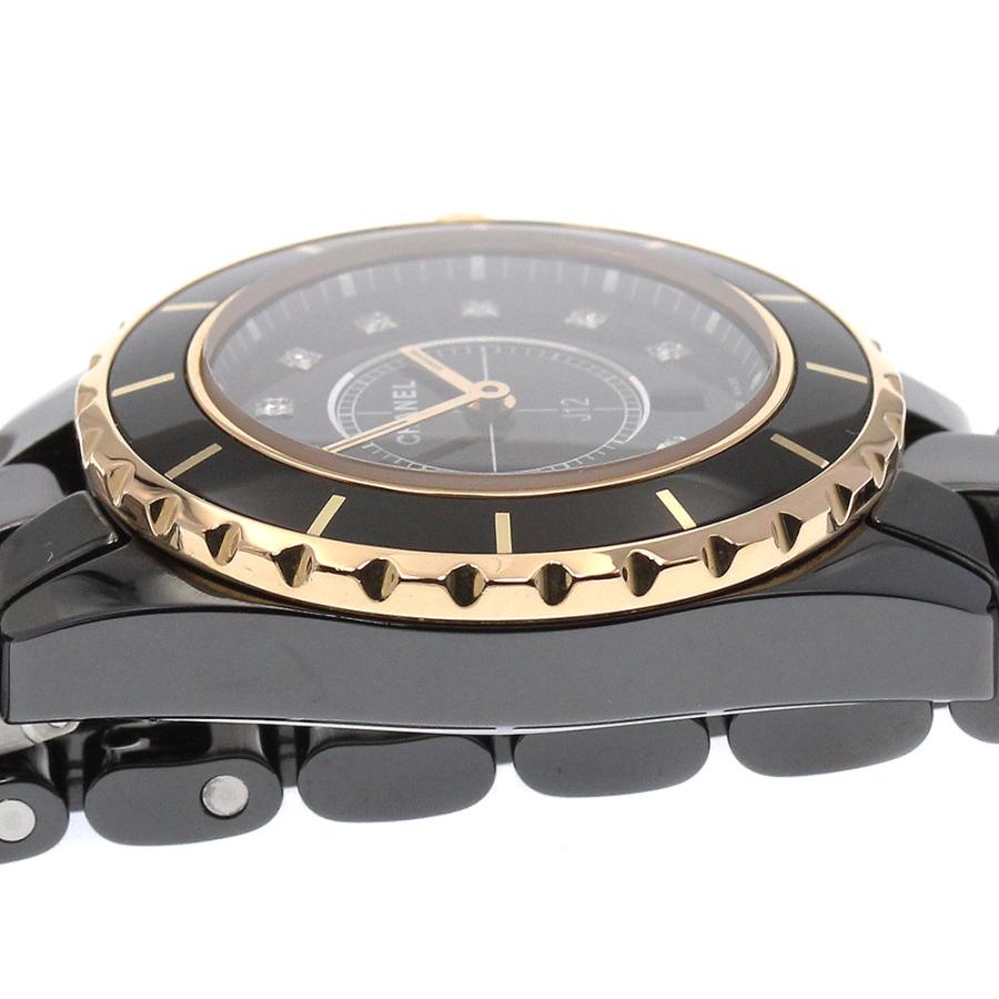 CHANEL シャネル H2543 J12 33MM 黒セラミック 11Pダイヤモンド YGベゼル デイト クォーツ レディース ...