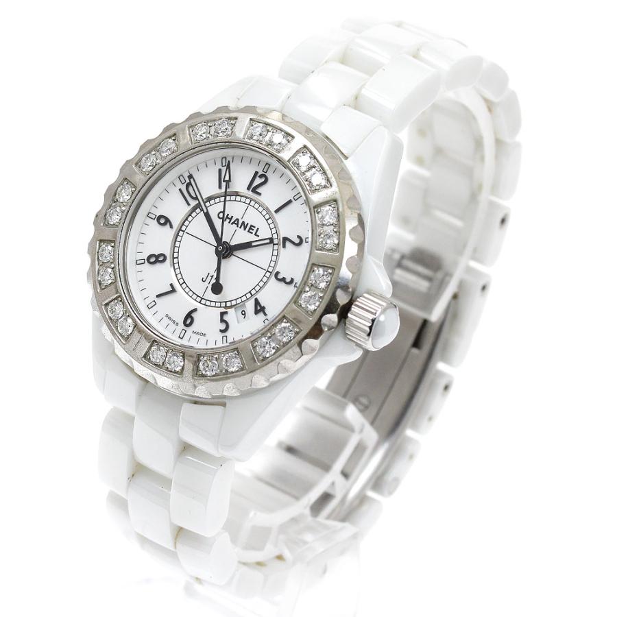 CHANEL（シャネル） CHANEL H0968 J12 33mm 白セラミック アフターダイヤベゼル クォーツ レディース _910052 ...