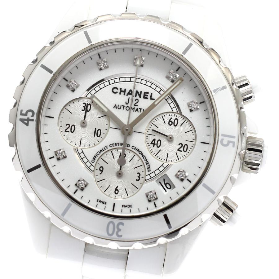 CHANEL（シャネル） CHANEL H2009 J12 白セラミック 9Pダイヤ クロノグラフ 自動巻き メンズ 保証書付き_916194 ...