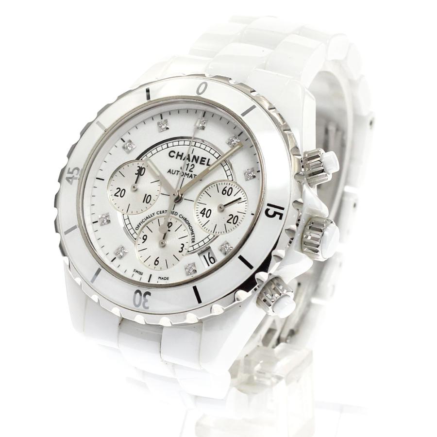 CHANEL（シャネル） CHANEL H2009 J12 白セラミック 9Pダイヤ クロノグラフ 自動巻き メンズ 保証書付き_916194 ...
