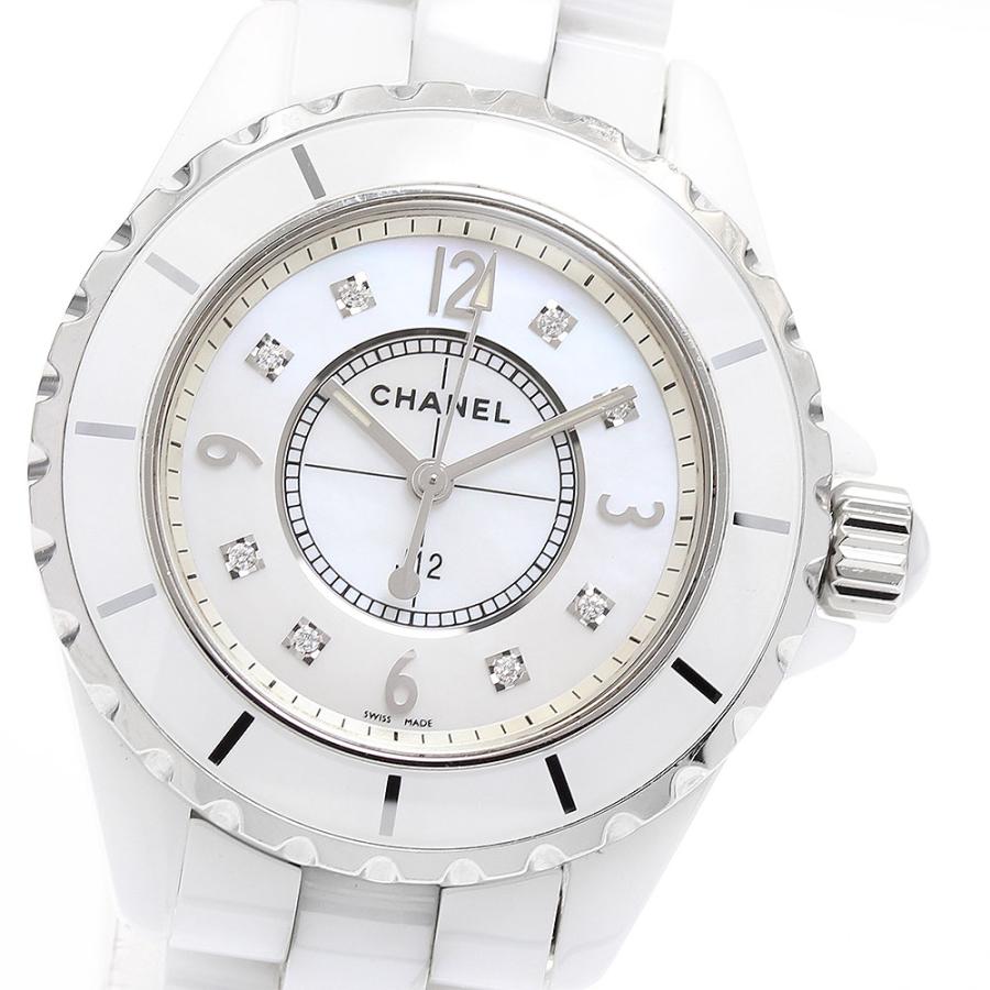 CHANEL シャネル H2422 J12 33mm 白セラミック 8Pダイヤ クォーツ レディース 保証書付き_918593 ...