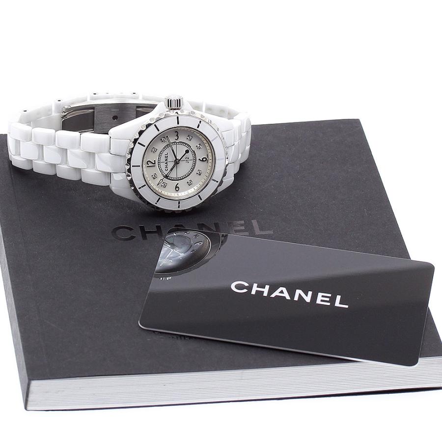 CHANEL シャネル H2422 J12 33mm 白セラミック 8Pダイヤ クォーツ レディース 保証書付き_918593 ...