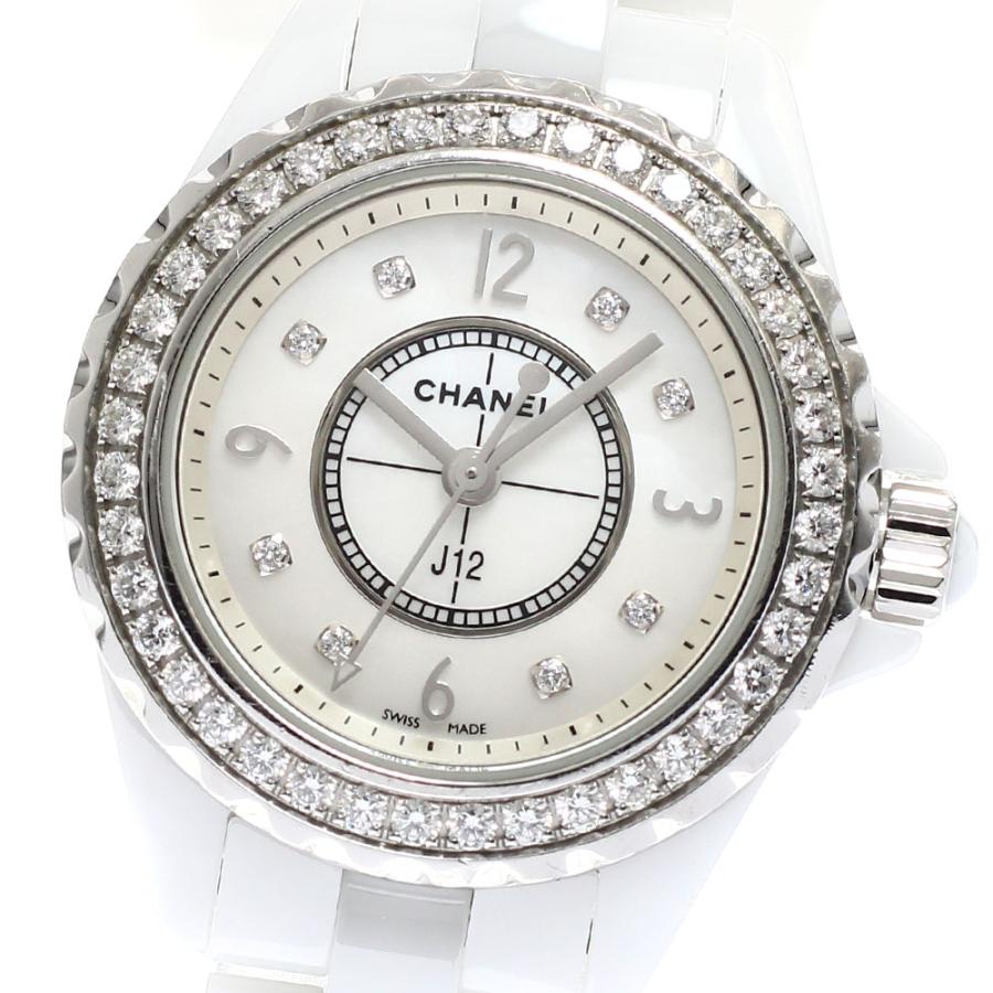 CHANEL（シャネル） CHANEL H2572 J12 白セラミック ダイヤベゼル 8Pダイヤ クォーツ レディース 保証書付き ...