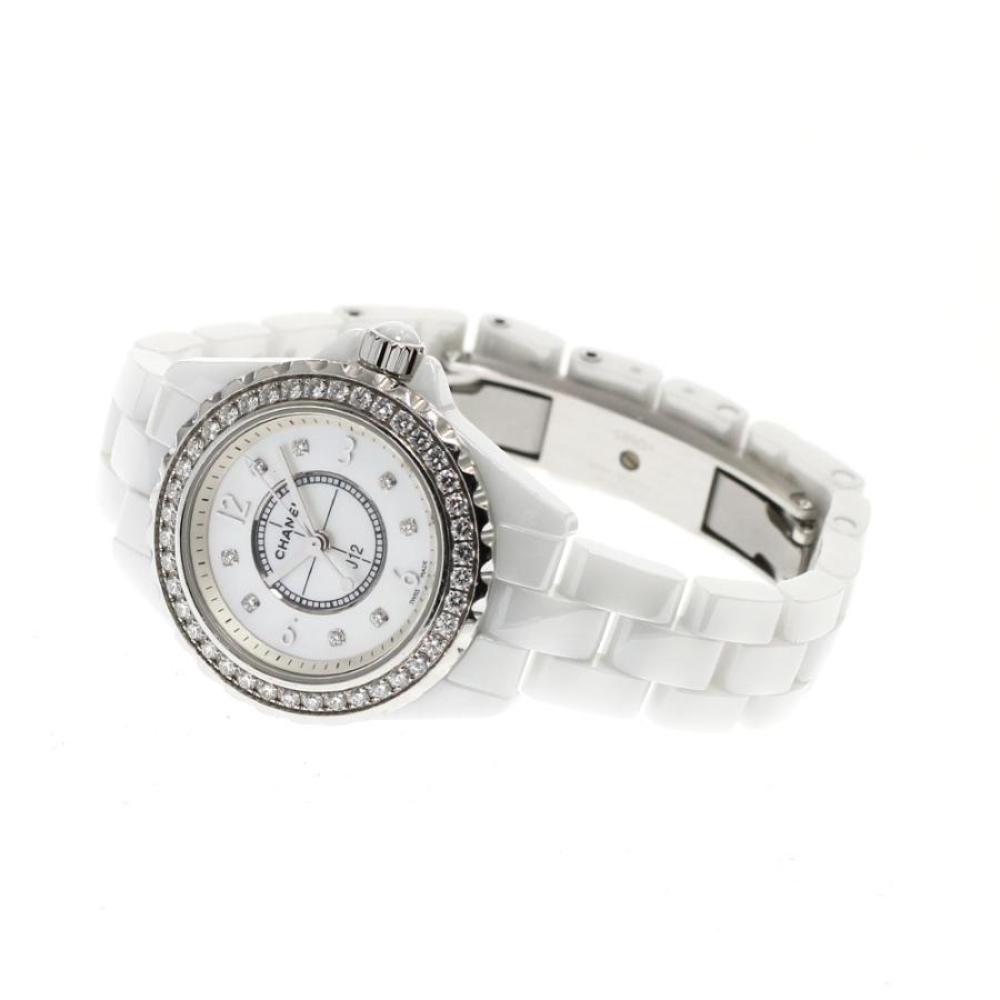 CHANEL（シャネル） CHANEL H2572 J12 白セラミック ダイヤベゼル 8Pダイヤ クォーツ レディース 保証書付き ...
