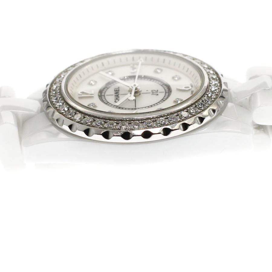 CHANEL（シャネル） CHANEL H2572 J12 白セラミック ダイヤベゼル 8Pダイヤ クォーツ レディース 保証書付き ...