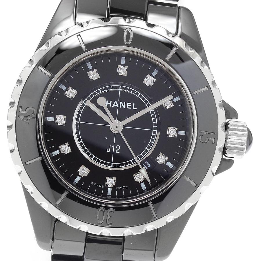 CHANEL（シャネル） CHANEL H1625 J12 黒セラミック 33mm 12Pダイヤ クォーツ レディース _932897 ...