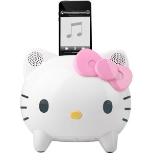 スピーカー 外部入力端子付 かわいい 高音質 ハローキティ HELLO KITTY iPodドックスピーカー KT1-WH 訳あり 長期保管品 ...