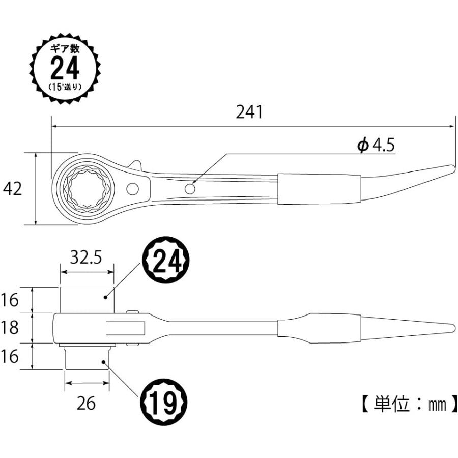 ラチェットレンチ 軽量 コンパクト アルミショートラチェットレンチ 19X24mm TOP RM-19×24A : rm-19x24a : CloudNine - 通販 - Yahoo!ショッピング
