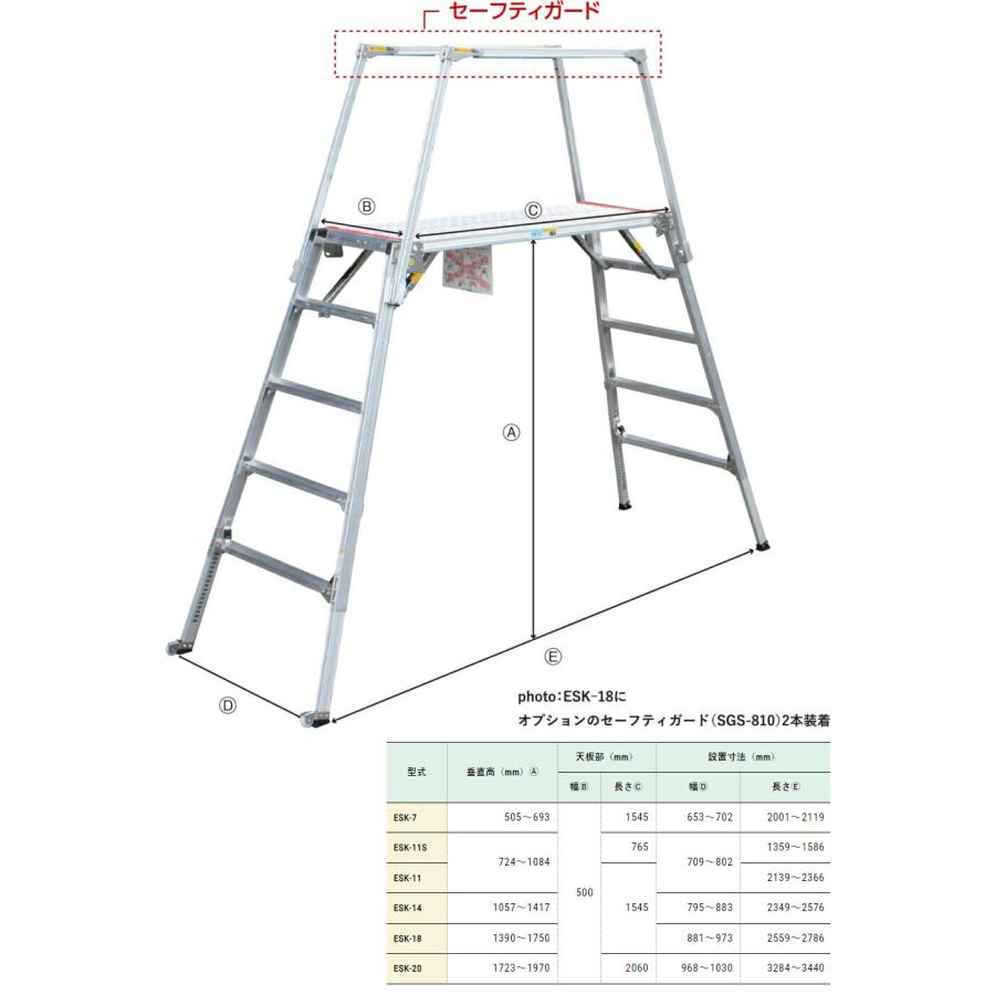 ∂ナカオ 【ESK-14】四脚調節式足場台(可搬式作業台) 勇馬 ESKシリーズ : 家電と住設のイークローバー2号店 - 通販 - Yahoo!ショッピング