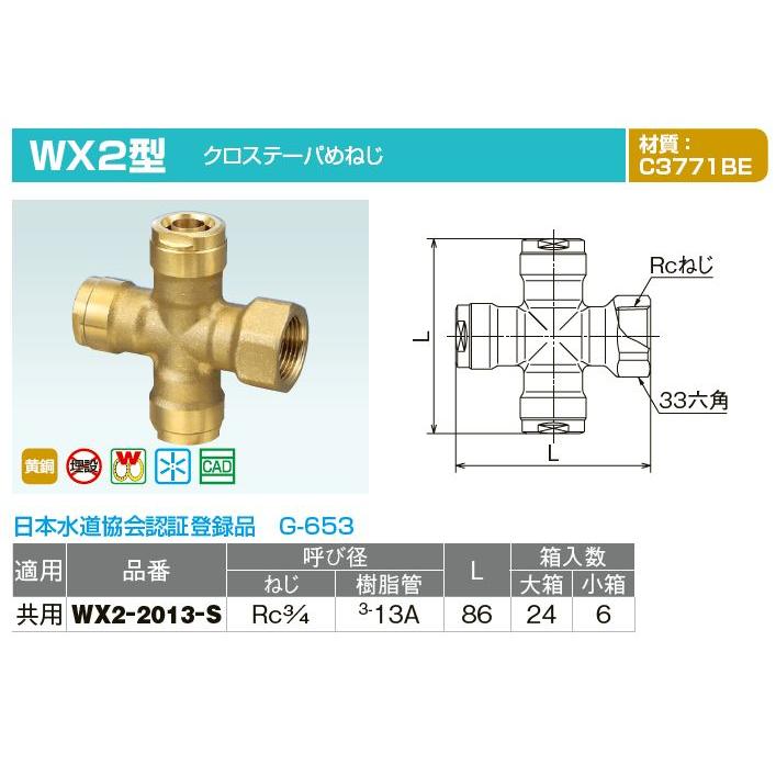 オンダ製作所【WX2-2013-S】ダブルロックジョイント WX2型 クロステーパめねじ 共用 呼び径(ねじRc3/4 樹脂管3-13A)〔IE〕 : 家電と住設のイークローバー2号店 ...