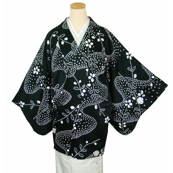 道中着 お洒落なモノクロ辻が花総絞り 適用身長約157cm位 正絹10224 : きものあかね - 通販 - Yahoo!ショッピング