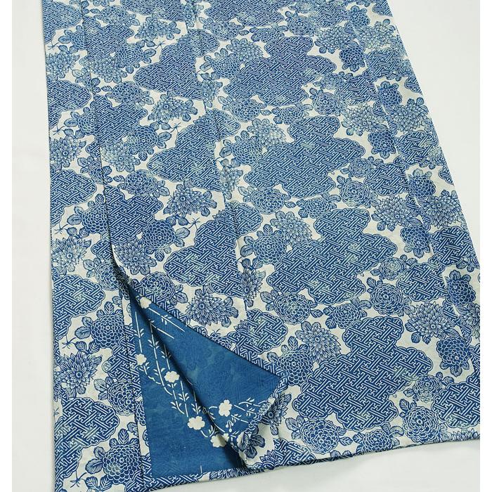 単衣のきもの しつけ糸付き 藍染 ロング丈 小紋 菊 沙綾型模様 正絹 11390 : きものあかね - 通販 - Yahoo!ショッピング