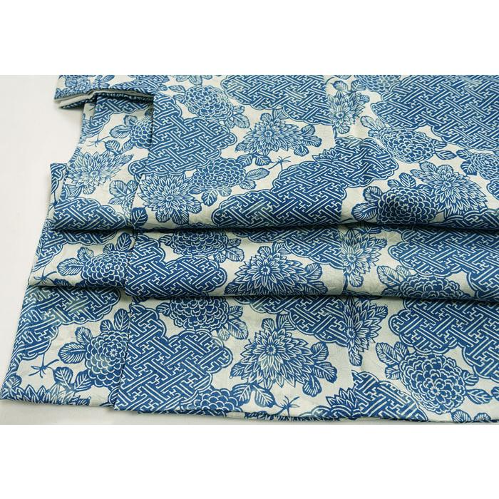 単衣のきもの しつけ糸付き 藍染 ロング丈 小紋 菊 沙綾型模様 正絹 11390 : きものあかね - 通販 - Yahoo!ショッピング