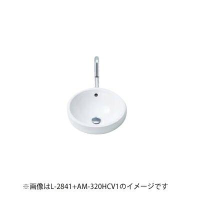 INAX ###INAX/LIXIL セット品番【L-2841/BW1+AM-320HCV1】円形洗面器 ベッセル式 自動水栓(ベッセル用ロングタイプ) AC100V仕様 壁給水・壁排水(P ...