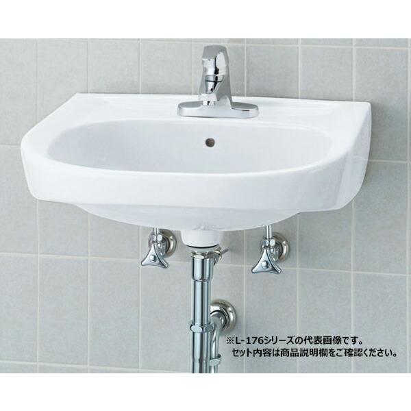###INAX/LIXIL セット品番【L-176UAN/BW1+AM-300TC】ピュアホワイト そで無大形洗面器 壁付式 自動水栓 壁給水・壁排水(Pトラップ) : inax230322 ...