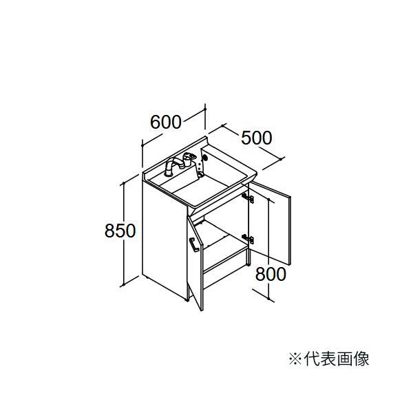 LIXIL INAX/LIXIL PVシリーズ【PV2N-605S(4)Y】洗面化粧台本体 扉タイプ シングルレバー洗髪シャワー水栓(エコハンドル・吐水切替なし) 一般地仕様 間口600mm ...