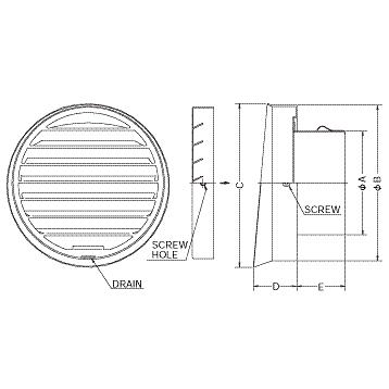 西邦工業【SV150T】内向ガラリ型・低圧損・水切り付外壁用アルミ製換気口・フラットグリル〔HF〕 : 家電と住設のイークローバー - 通販 ...