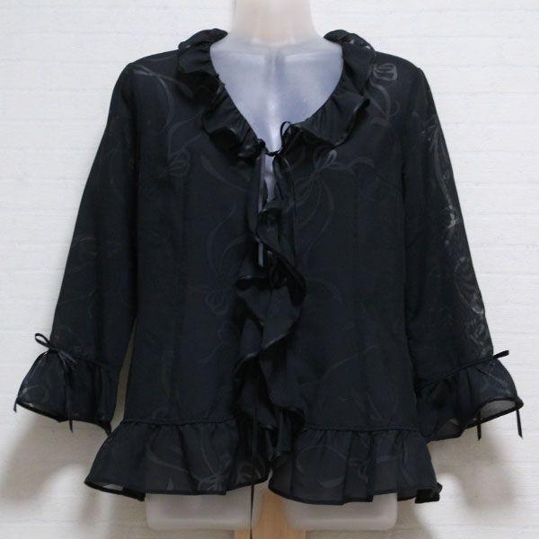 INGEBORG INGEBORG/インゲボルグ 黒リボンシフォンフリルオーバーブラウス【S】 : Club CANDY - 通販 ...