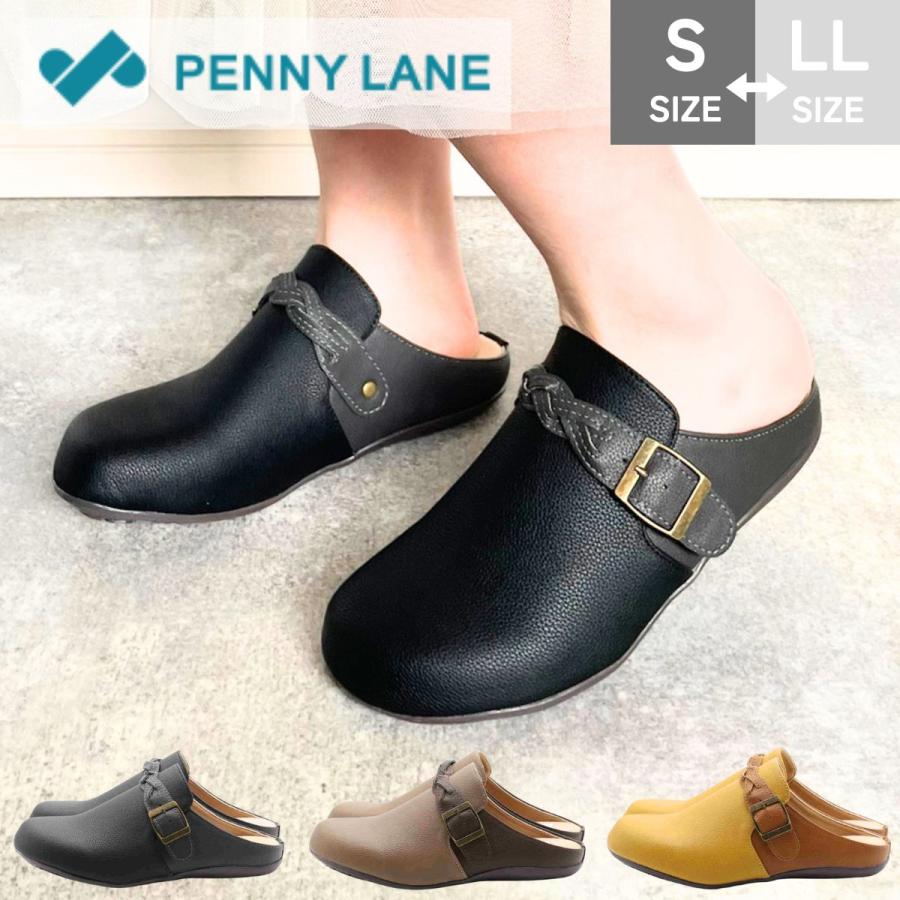 PennyLane ペニーレイン サンダル カジュアル サボ つっかけ ヘップ 楽 幅広 ぺたんこ ベルト フラット クロック pl1011 ...