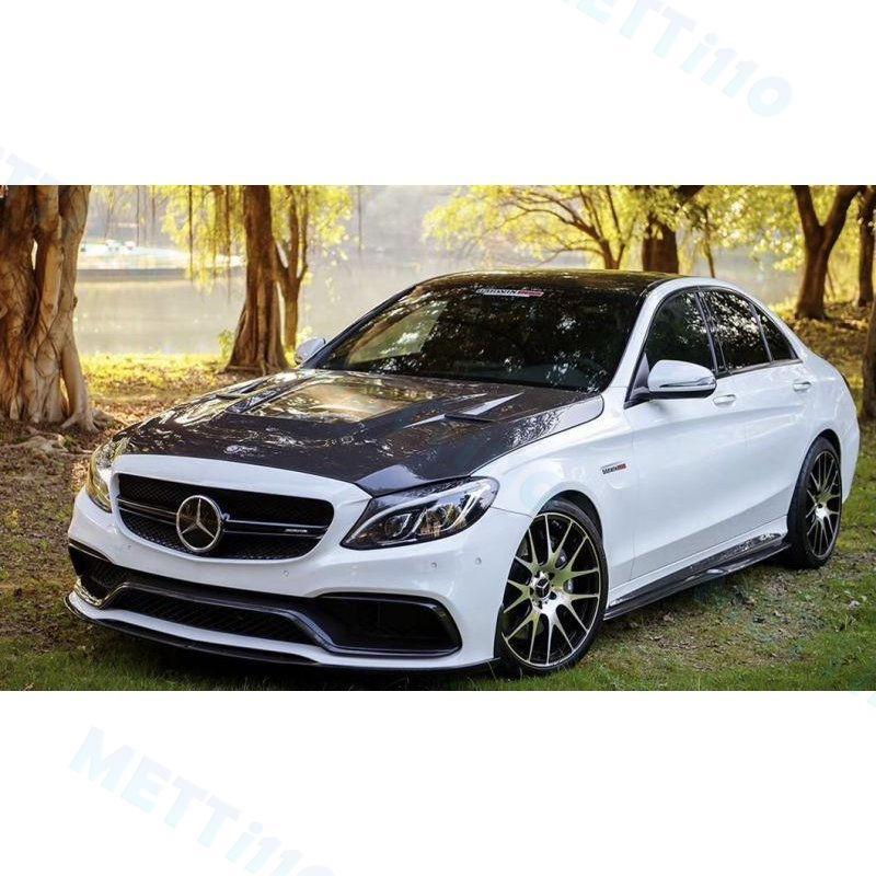 BENZ メルセデス ベンツ W205 S205 C63AMG セダン ワゴン用 ブラックセイル カーボン フロントスポイラー バンパーリップ 綾織 ブラバス 前期/後期 ...