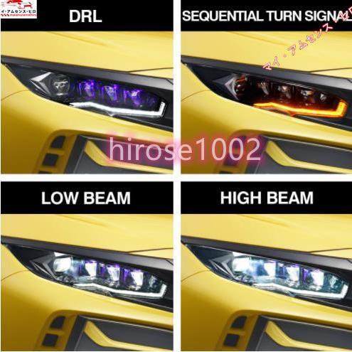 ホンダ シビックFK7 FK8 FK1 FK4 type-r 2016-2021 LED ヘットライト 流れるウインカーターンシグナルランプ ...