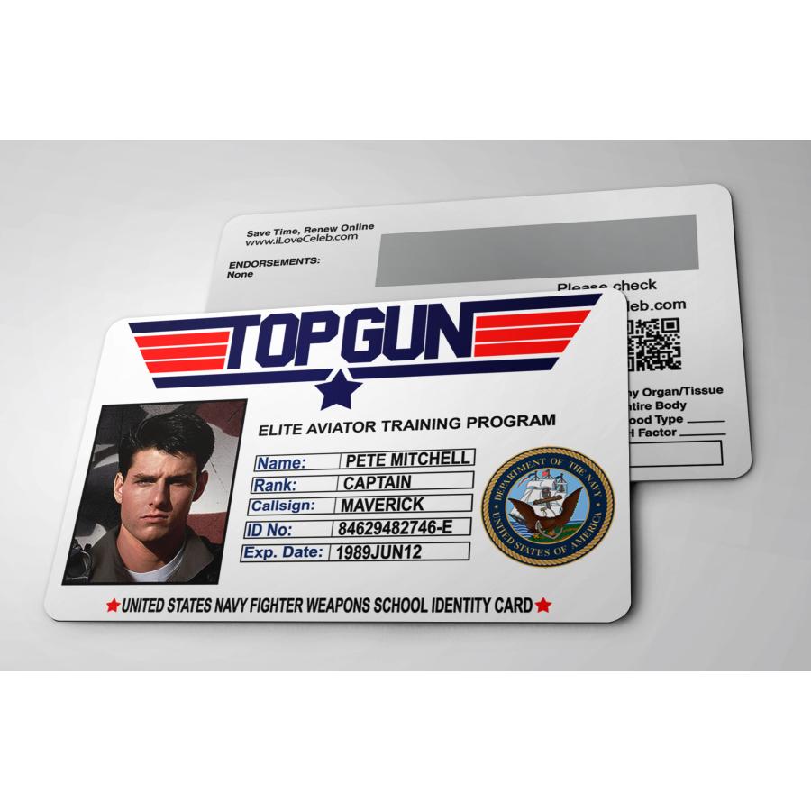 人気映画【Top Gun: Maverick/トップガン マーヴェリック/トム・クルーズ】Pilot School ID cardIDカード ...