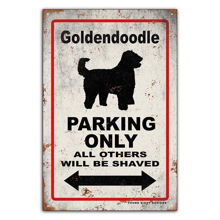 雑貨【Goldendoodle Dog/ゴールデンドゥードル】ドッグパーキング/メタルプレート/ブリキ看板/ヴィンテージ/サビ風-121 ...
