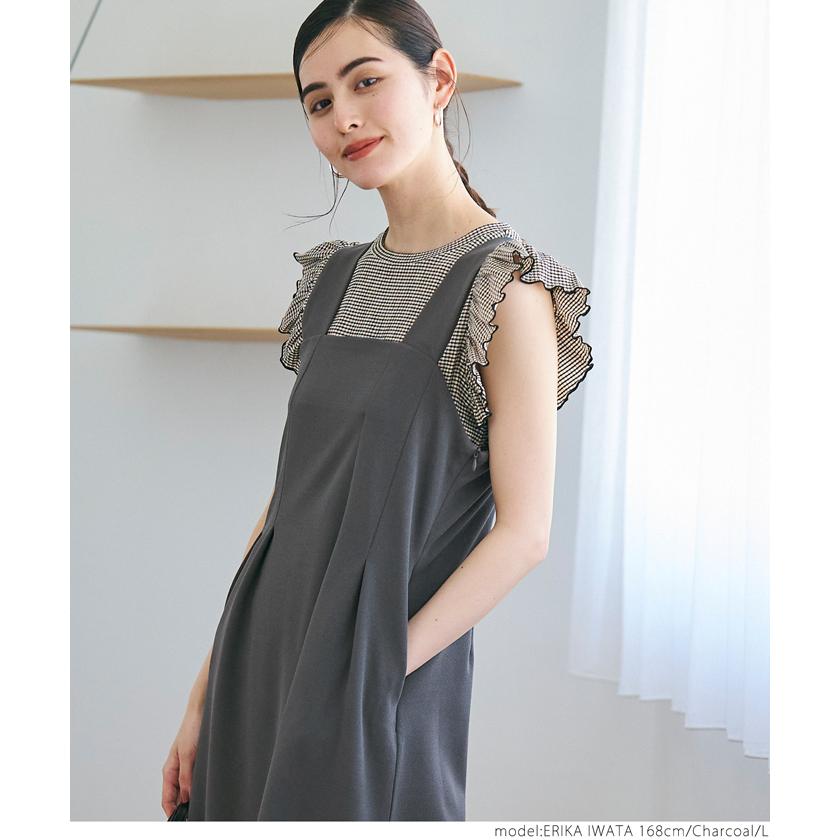 セール★2990円→1490円 ワンピース レディース カットカルゼ ポケット サロペット ロング丈 スクエアネック 伸縮性 無地 メール便不可 24ss coca コカ : 26 ...