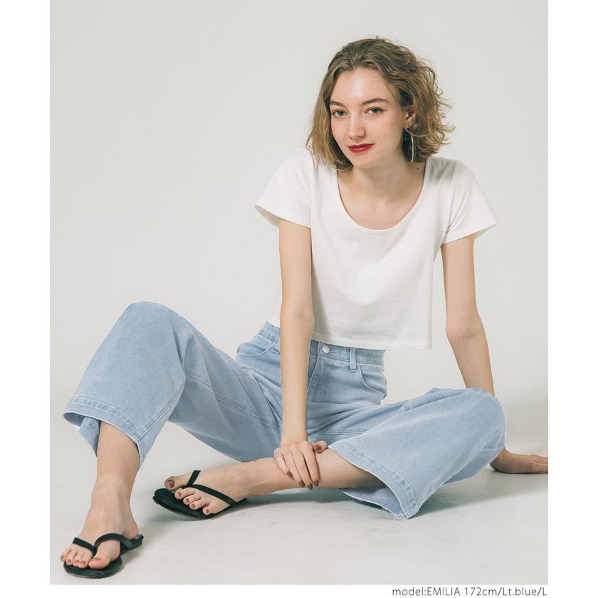 セール★2990円→1490円 デニム レディー ス ワイド グッドデニム ストレッチデニム イージーデニム ウエストゴム 伸縮性 メール便不可 23ss coca コカ : coca ...