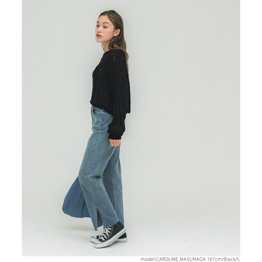 coca セール★2490円→1490円 ニット レディース プルオーバー クロップド丈 ファンシーヤーン 透け感 伸縮性 レイヤード 長袖 GC メール便不可 : coca - 通販 ...