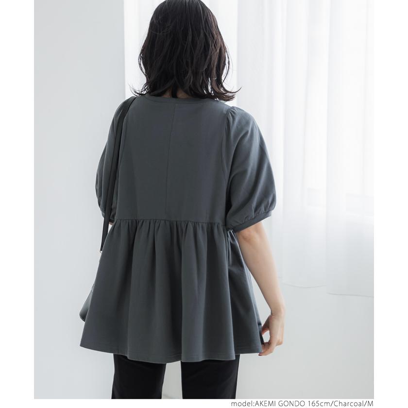 coca セール★2490円→1490円 カットソー レディース パフスリーブ ミニ裏毛 ティアードスウェット 無地 ふんわり コットン バルーン袖 メール便不可 24ss コカ : coca ...