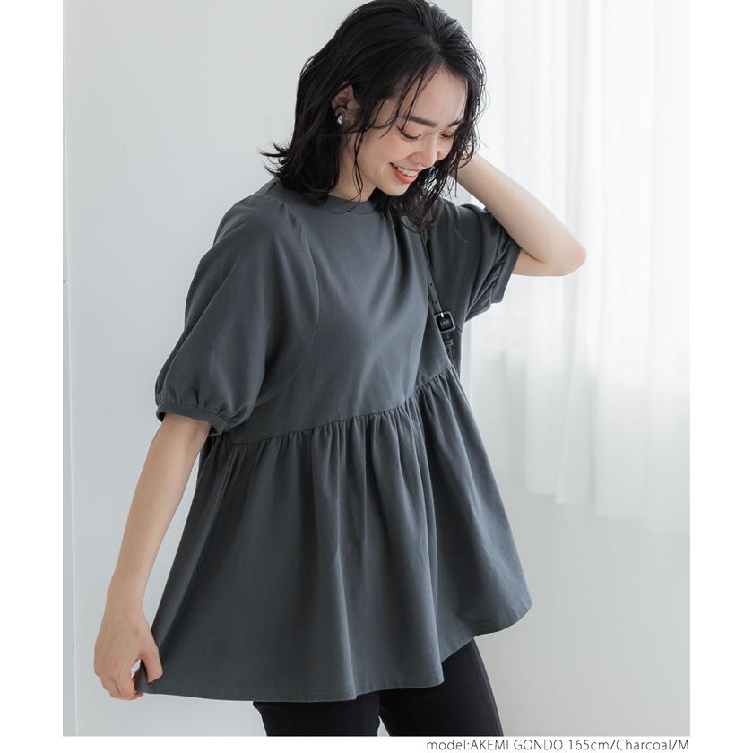 coca セール★2490円→1490円 カットソー レディース パフスリーブ ミニ裏毛 ティアードスウェット 無地 ふんわり コットン バルーン袖 メール便不可 24ss コカ : coca ...