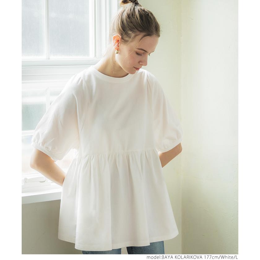 coca セール★2490円→1490円 カットソー レディース パフスリーブ ミニ裏毛 ティアードスウェット 無地 ふんわり コットン バルーン袖 メール便不可 24ss コカ : coca ...